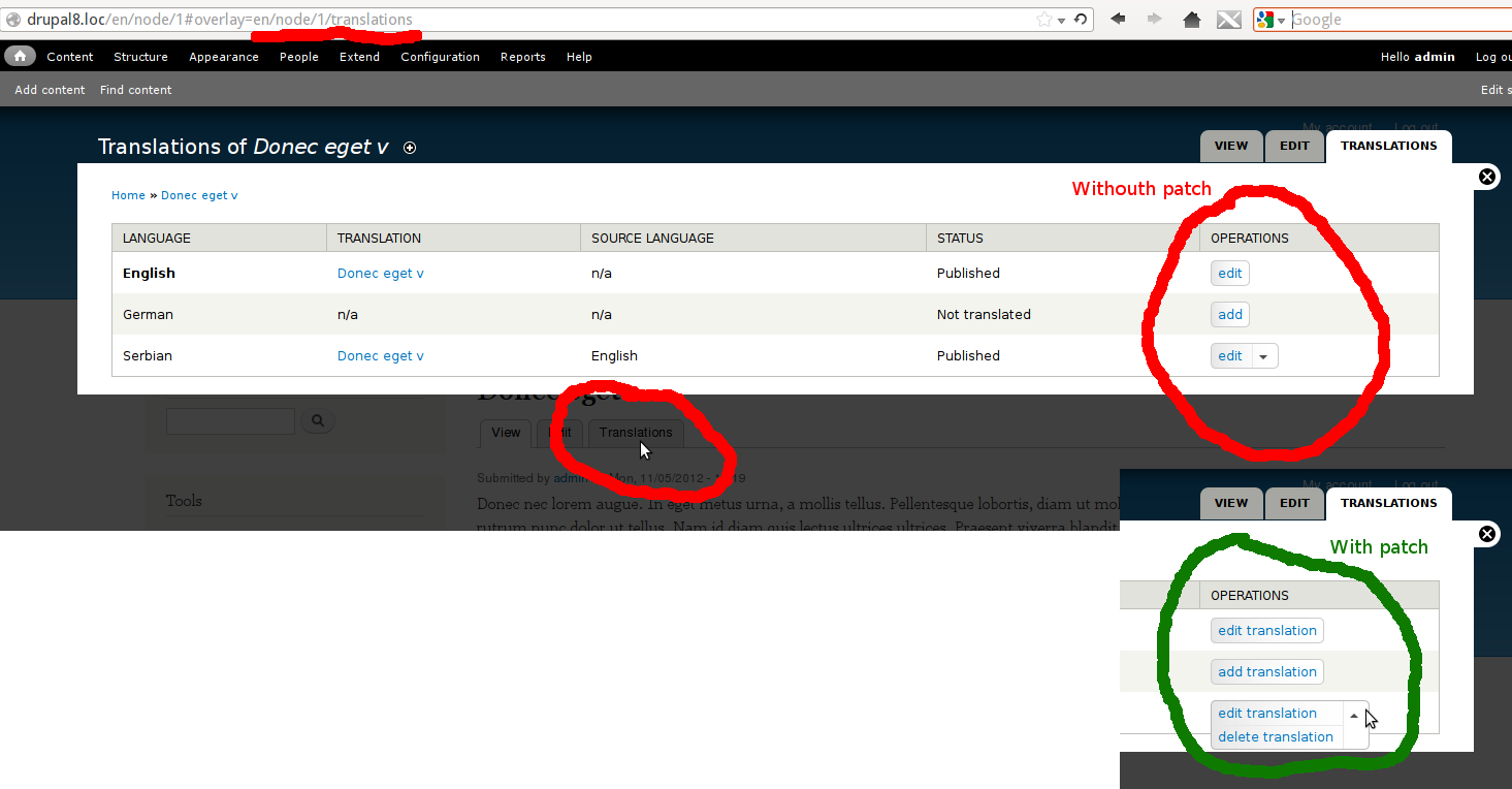 Change dropbutton labels on translations tab to "add translation" / "edit translation" / "delete ...