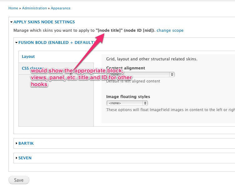 Provide better information on Skin Apply screen [#1335468] | Drupal.org