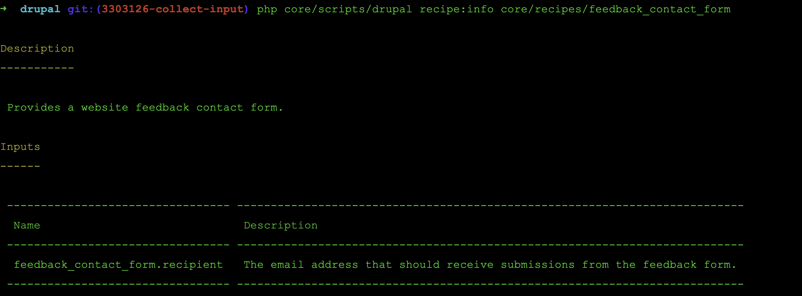 Recipes can now accept input at the command line | Drupal.org