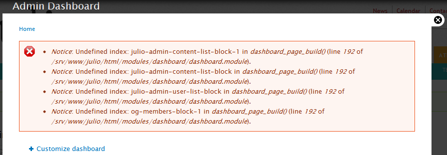 Customize Admin Dashboard Broken [#1618228] | Drupal.org