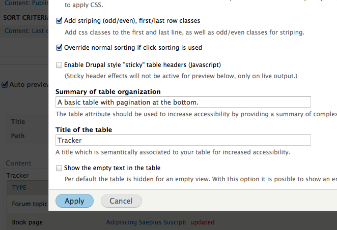 Add option to set caption & remove summary in the html table (Accessibility) [#843708] | Drupal.org