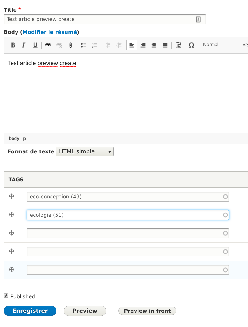 Complete example Part III: create article | Drupal 8 guide on Drupal.org