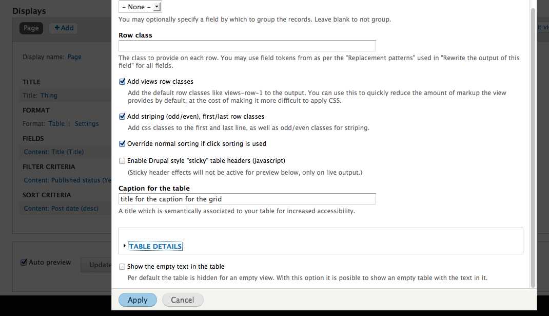 Add option to set caption & remove summary in the html table (Accessibility) [#843708] | Drupal.org