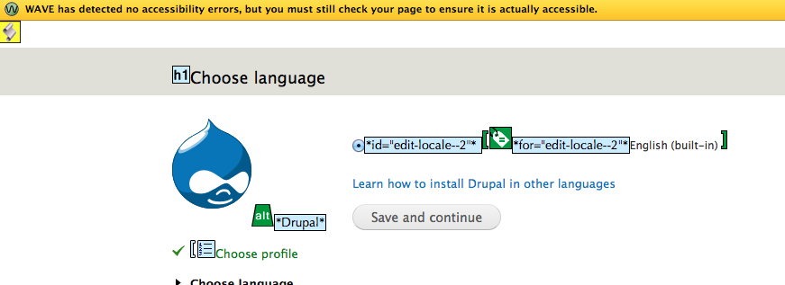 Missing labels for profile and language selectors [#1811216] | Drupal.org