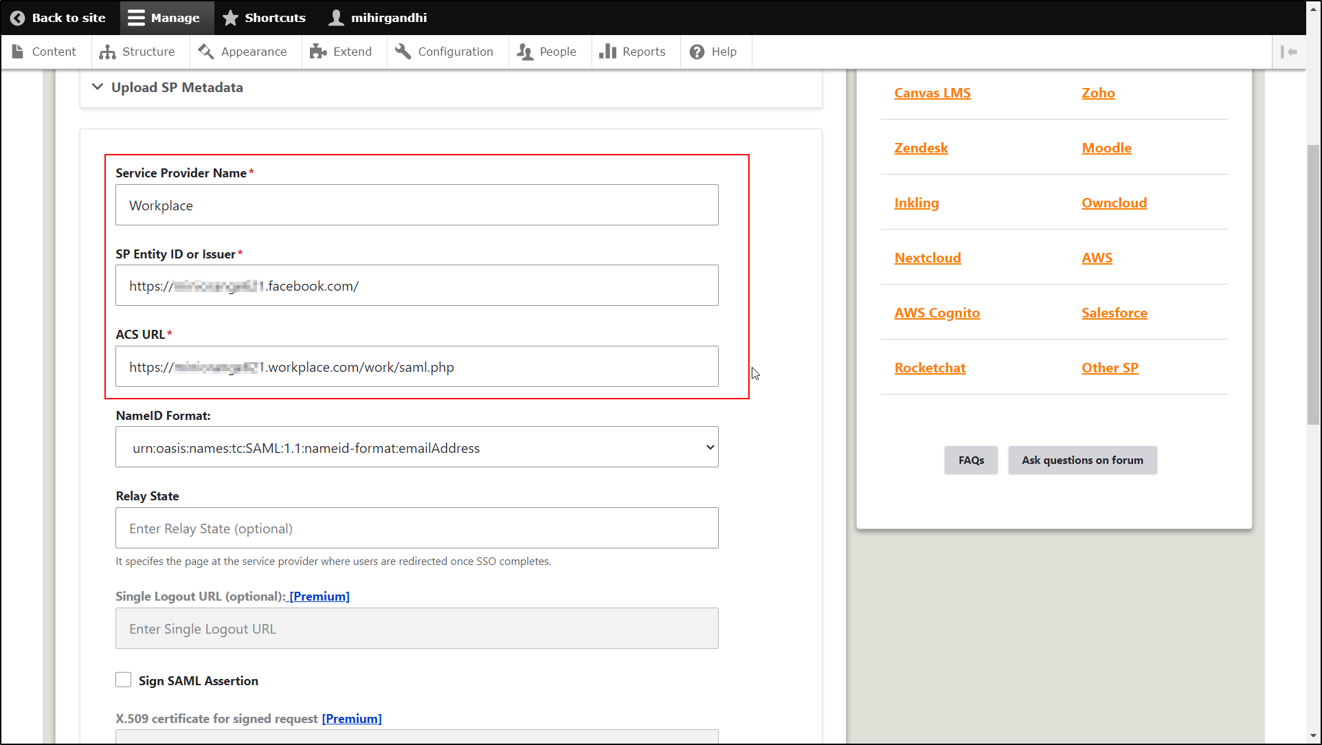 Guide For Single Sign On Sso In To Workplace Using Drupal As Identity