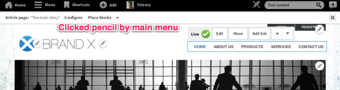 Introduce toolbar level "Edit" mode that shows all contextual links [#1874664] | Drupal.org