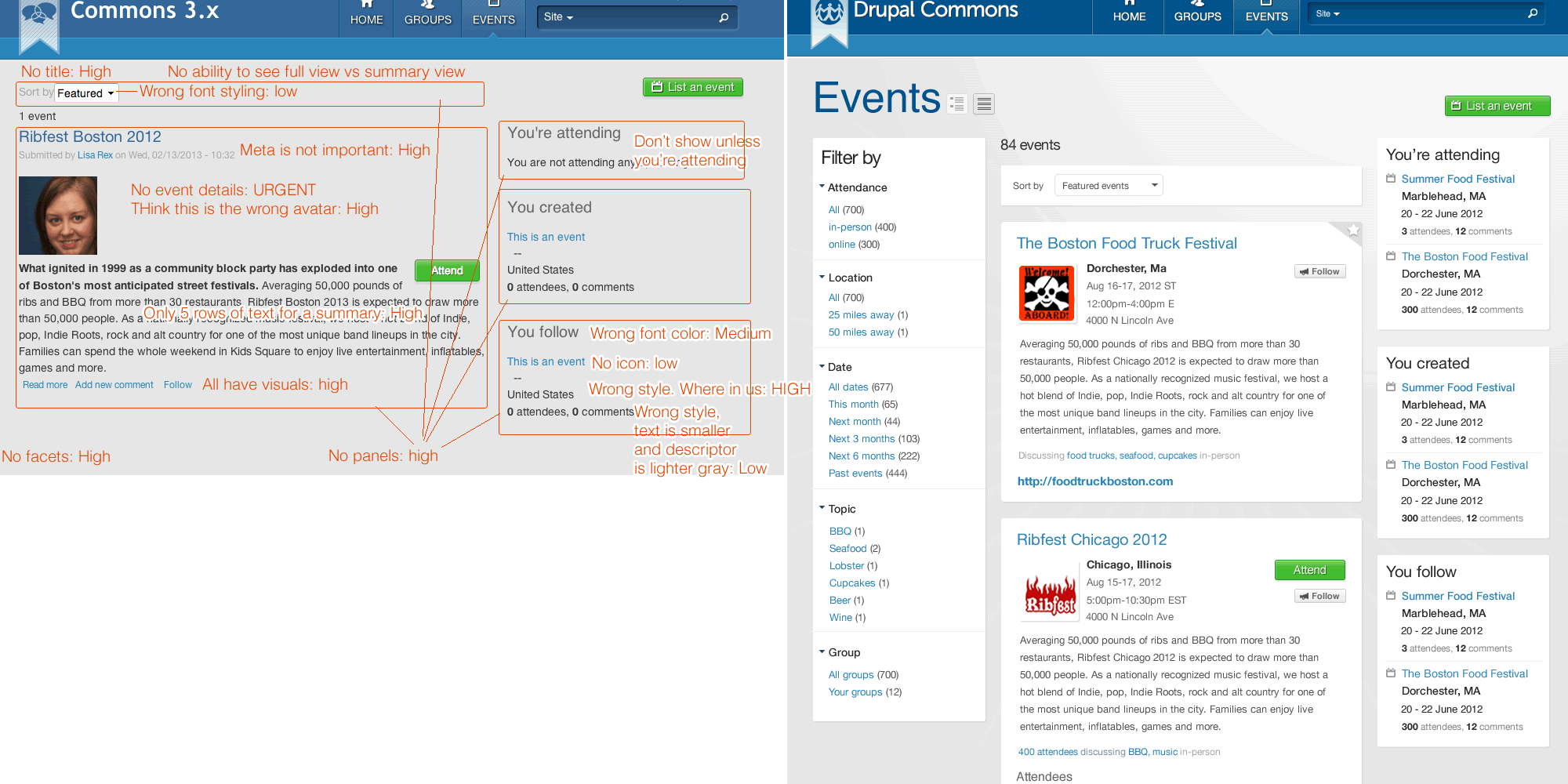Tweaks to Events listing pages [#1918592] | Drupal.org