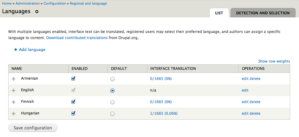 Rework language list admin user interface [#1260860] | Drupal.org