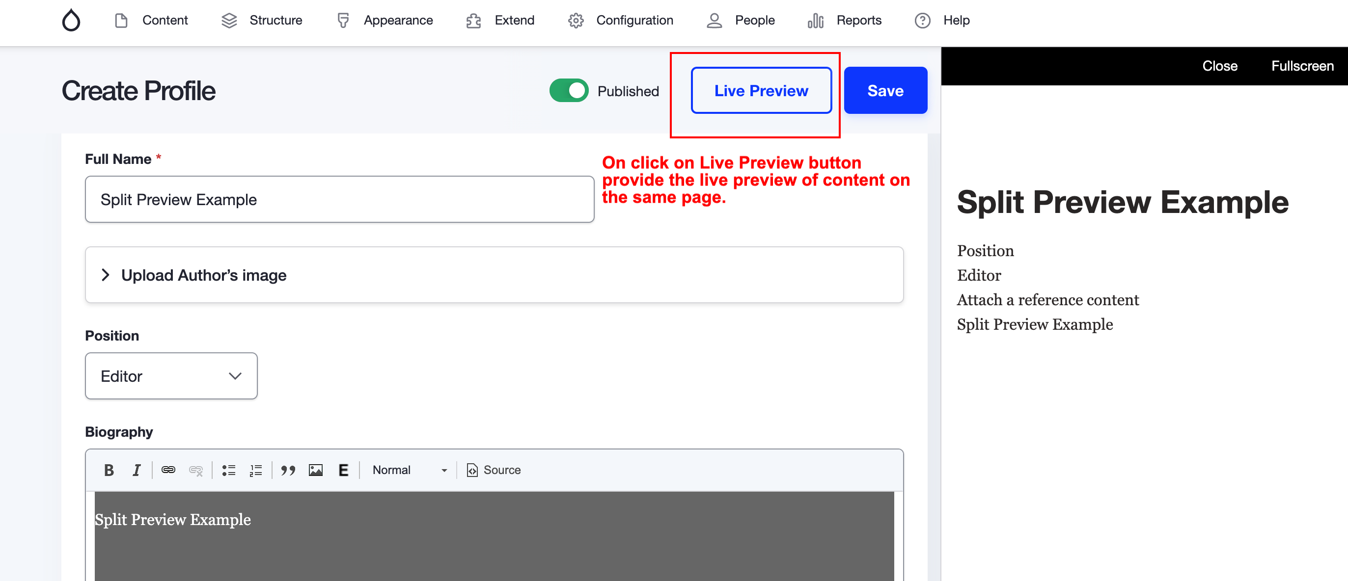Split Preview | Drupal.org