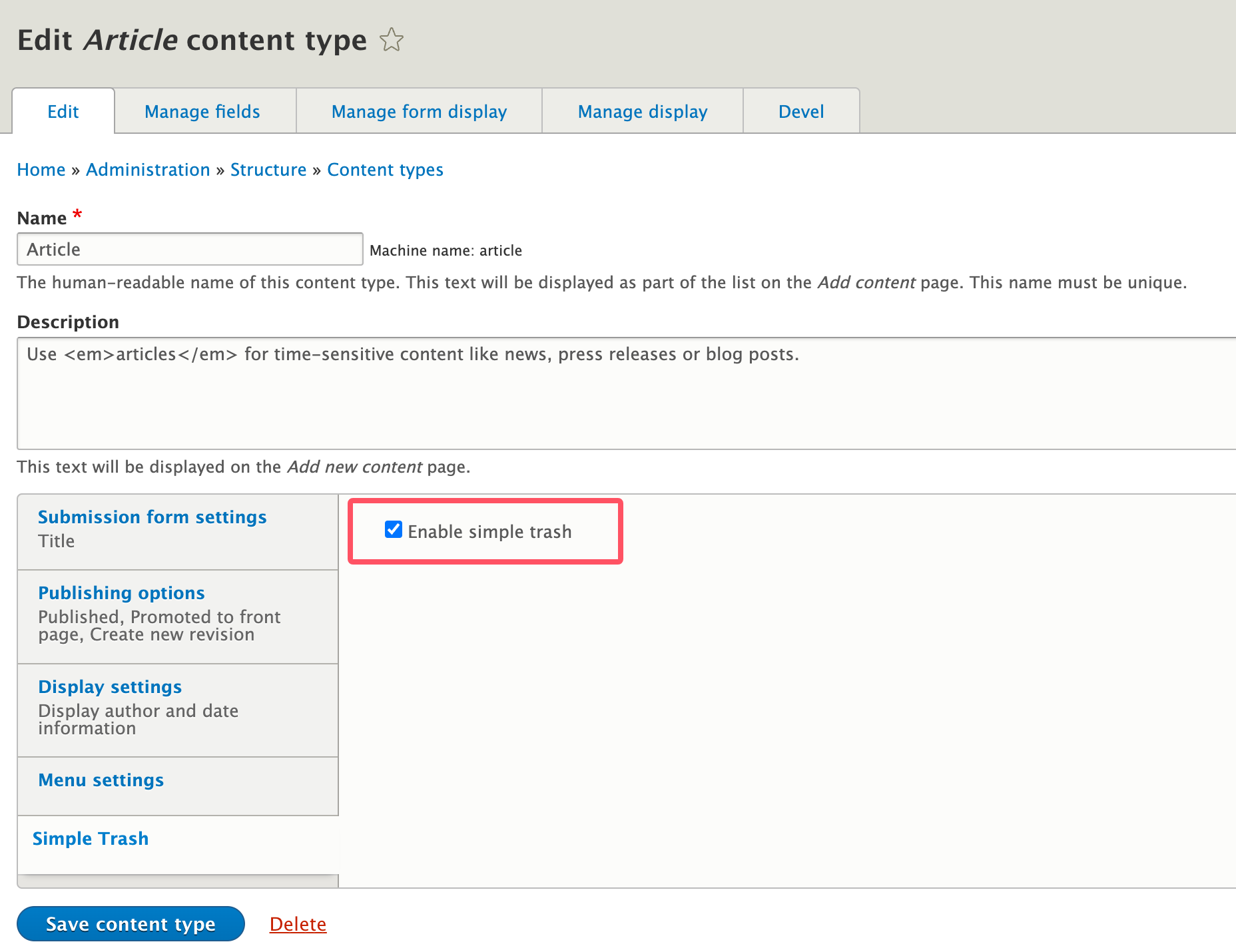 Simple Trash | Drupal.org