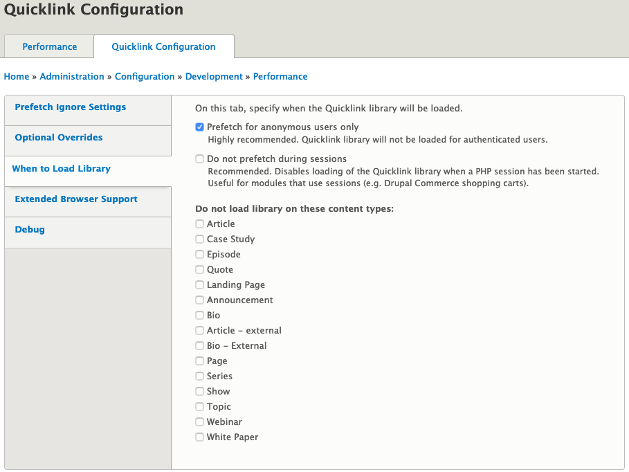 Configuring the Quicklink module | Drupal guide on Drupal.org