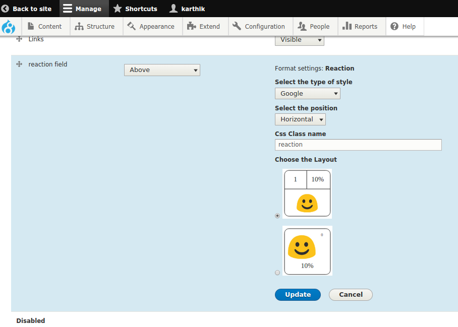 Reaction field & Module configurations | Modules that integrate with the Field module | Drupal ...