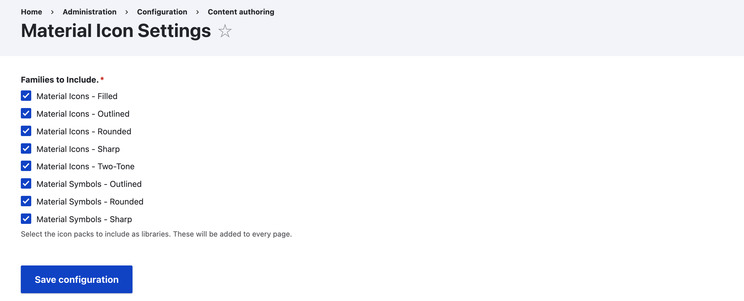 Configuring the available icon styles | Material Icons | Drupal Wiki ...