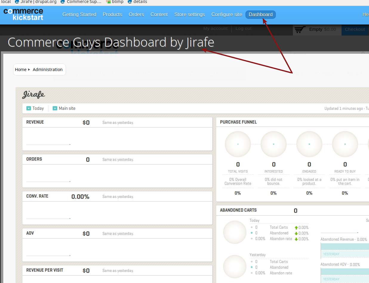 Enable the Jirafe dashboard into Kickstart [#1697718] | Drupal.org