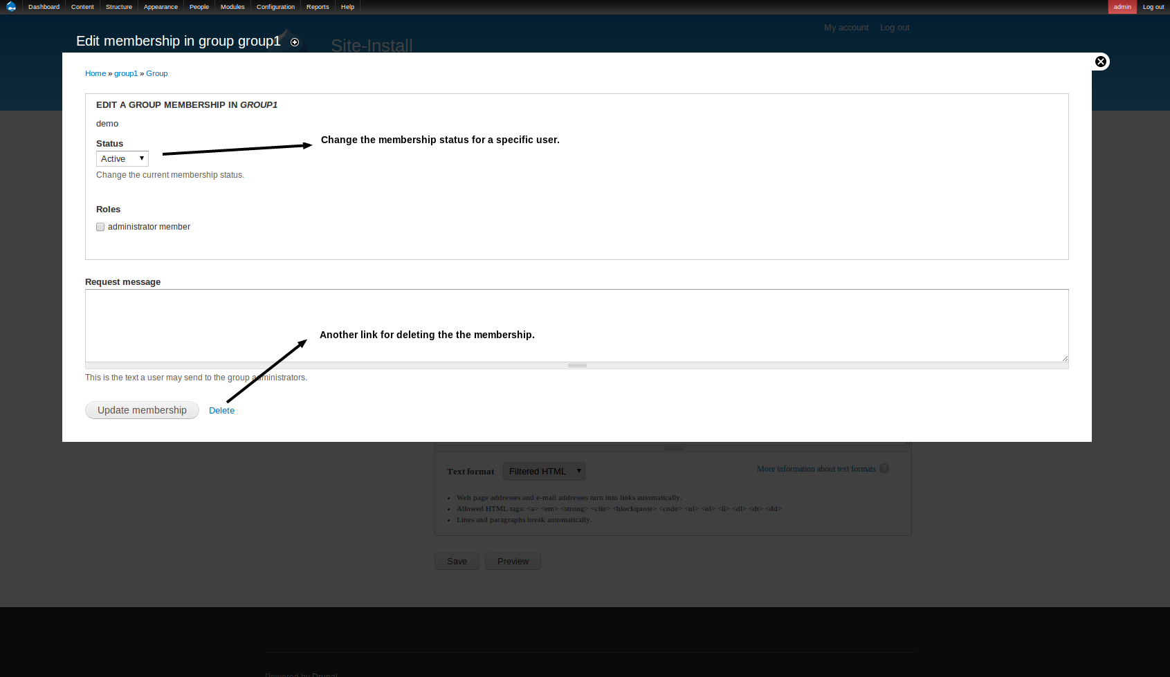 Browsing widget without group context - radio buttons for posting to own-group or a specific ...