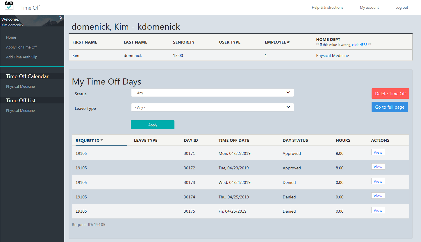 Time Off Management System | Drupal.org