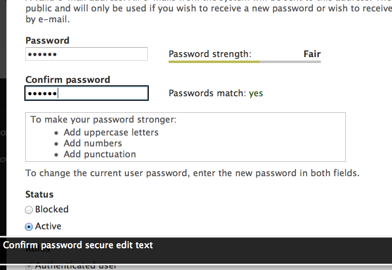 Improve "password matches" and "password strength" accessibility ...