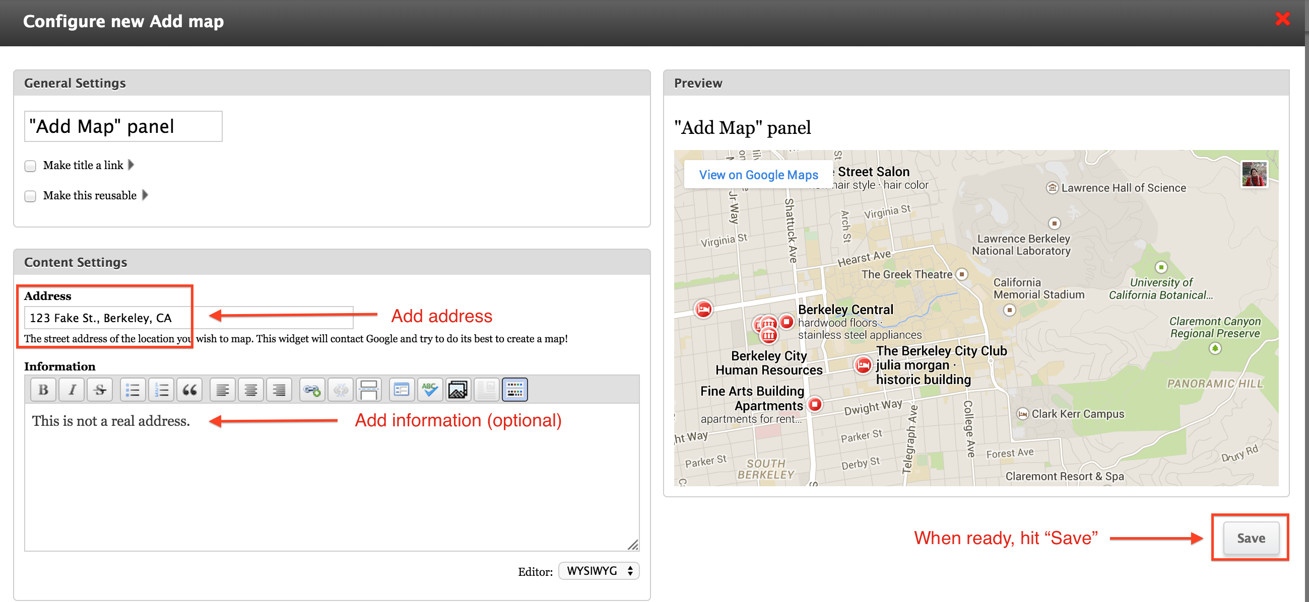 "Add Map" panel option | Content Panes Explained | Drupal Wiki guide on Drupal.org