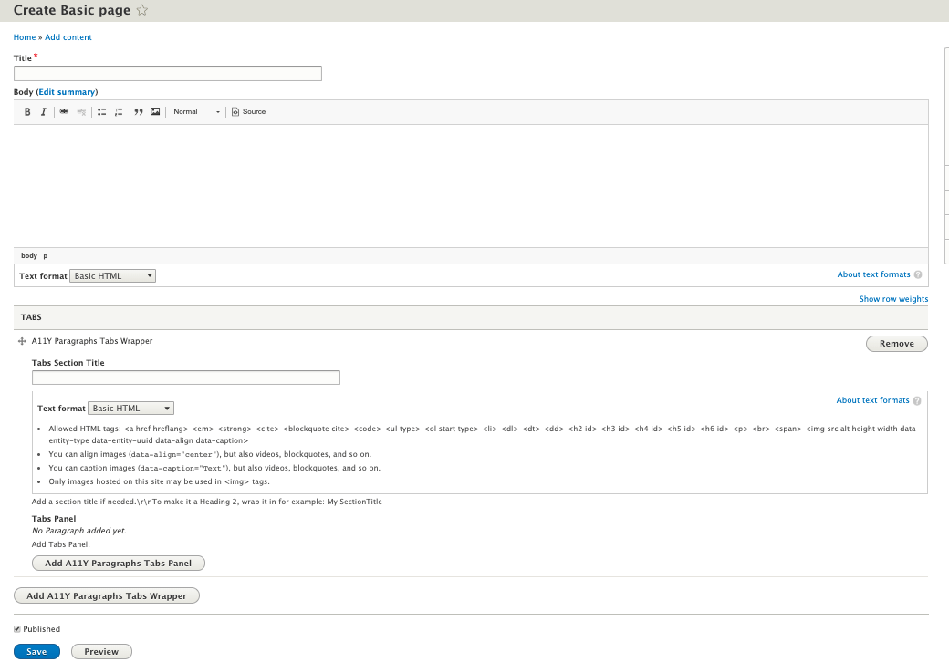Attaching additional paragraphs to the content field of the tab | A11Y Paragraphs Tabs | Drupal ...
