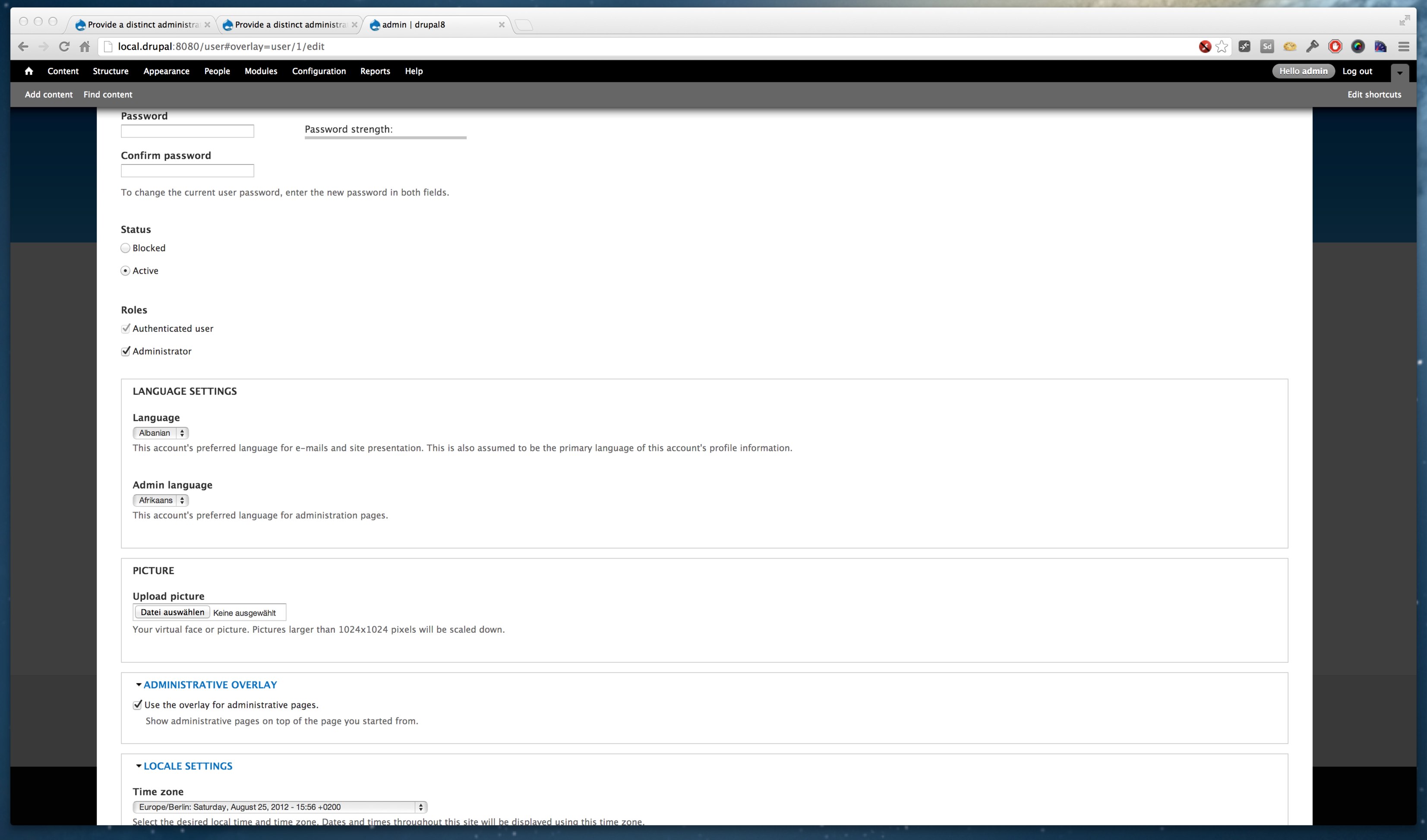 Provide a distinct administration user interface language option ...