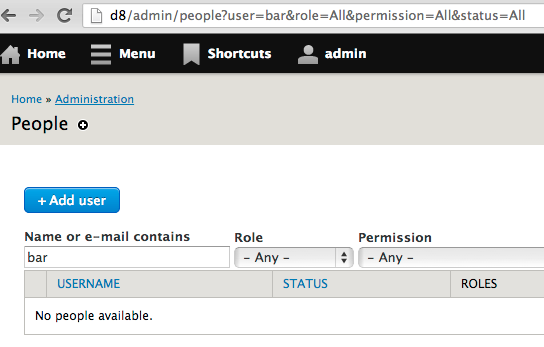 Add a name and email search field to the admin/people view [#2020167 ...