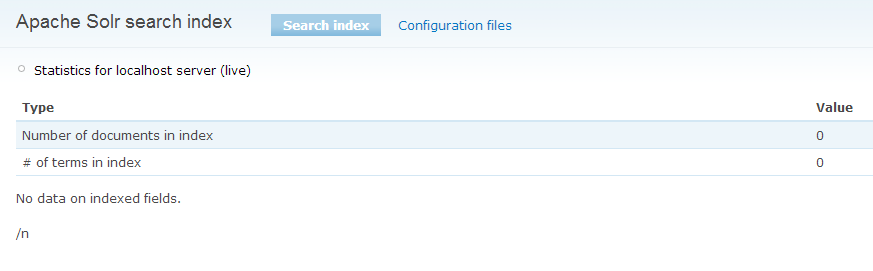 /admin/reports/apachesolr/solr/conf files table is empty [#1978314] | Drupal.org