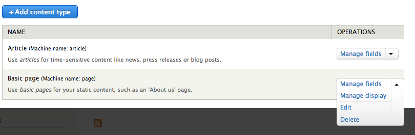Make "Manage fields" the default dropbutton operation for content types [#1961940] | Drupal.org