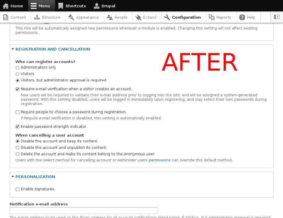 Allow password on registration without disabling e-mail verification [#115801] | Drupal.org