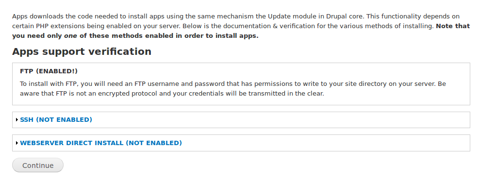 Add smart "Verify apps support" screen [#1555628] | Drupal.org