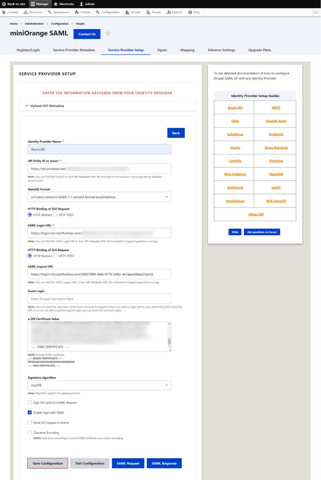 Guide for Drupal SAML Single Sign-on with Azure AD and Okta as Multiple IDP | SAML SP Single ...