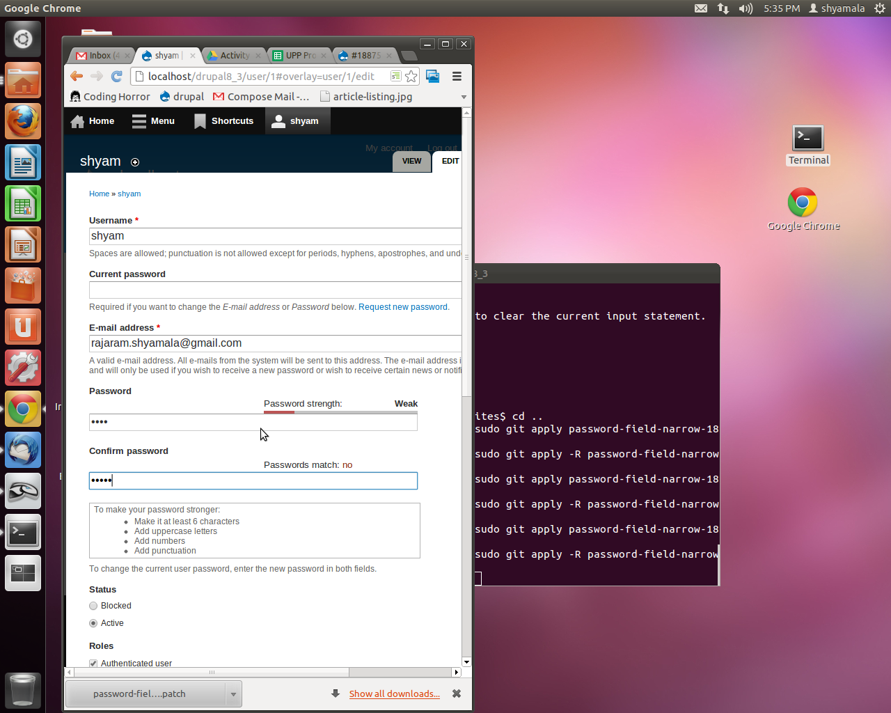 Password Strength indicator overlaps with input field in Narrow screens [#1887558] | Drupal.org