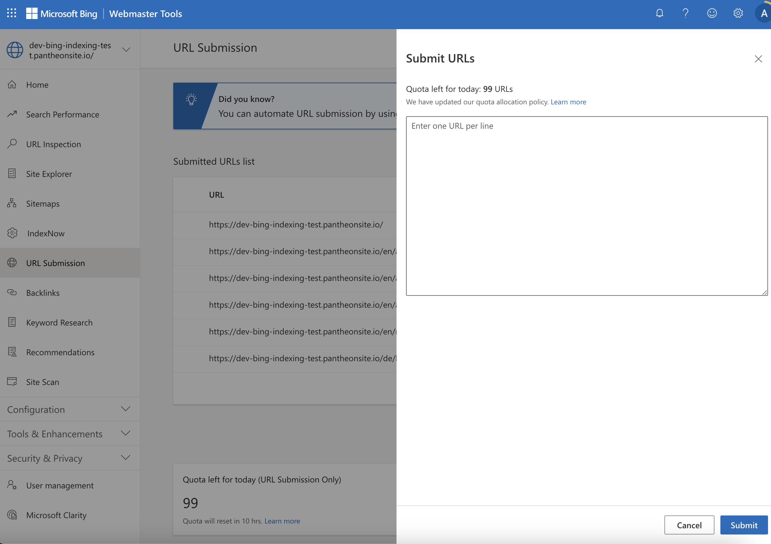 Bing Indexing API | Webmaster Tools | Drupal.org