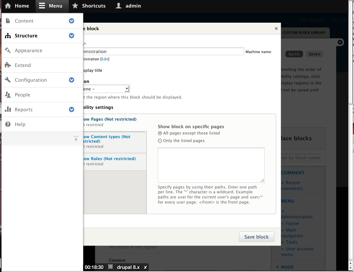 Restructure Block UI and custom block pages [#2078341] | Drupal.org
