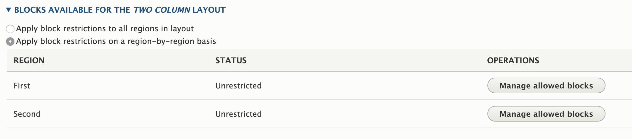 Restricting blocks to specific layouts & regions | Layout Builder Restrictions | Drupal Wiki ...