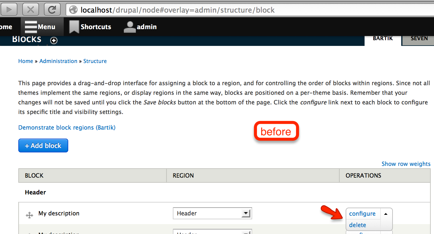 Add "edit" to dropbuttons on the block admin page [#1956644] | Drupal.org