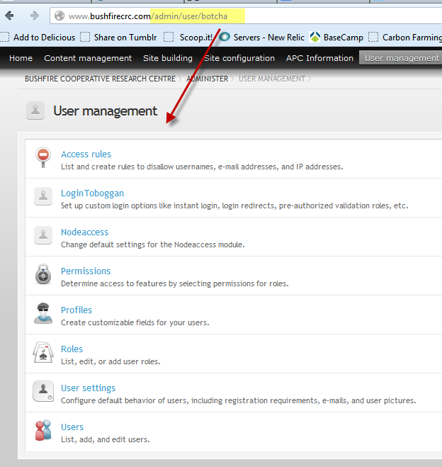 Can't see Botcha in Menu [#1966042] | Drupal.org