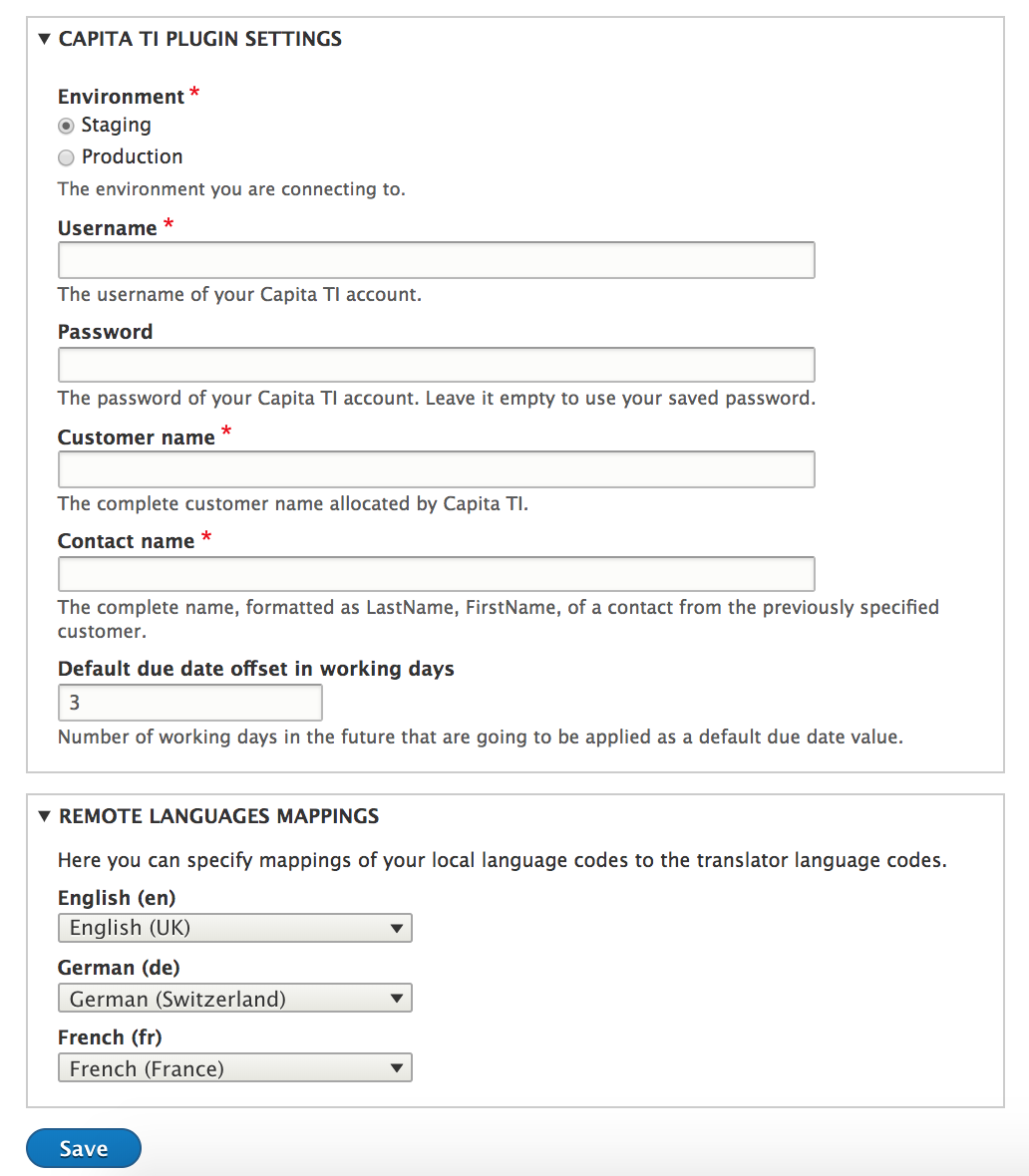 Configuration | Capita Translation and interpreting | Drupal Wiki guide on Drupal.org