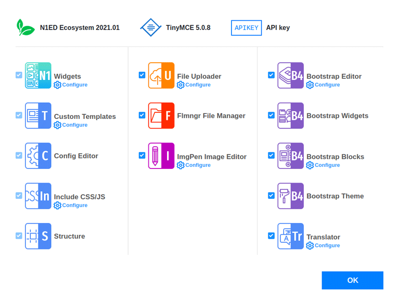 N1ED - Visual editor as CKEditor 4 plugin [widgets, Bootstrap, file manager, image editor ...
