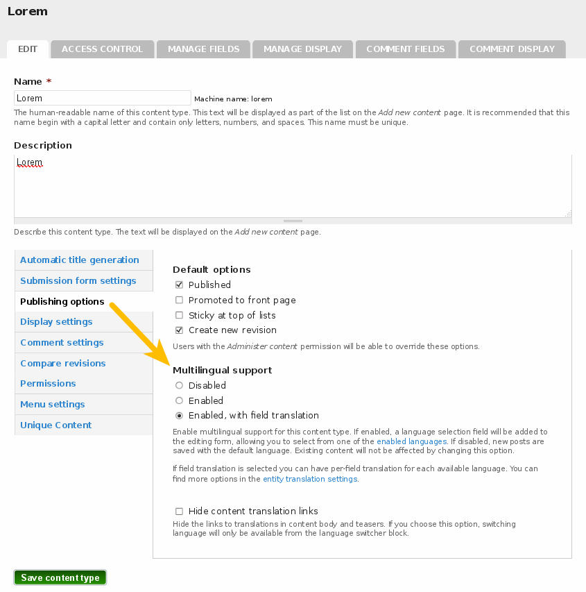 Configure content types for entity translation | Entity Translation ... Configure content types for entity translation | Entity Translation ...