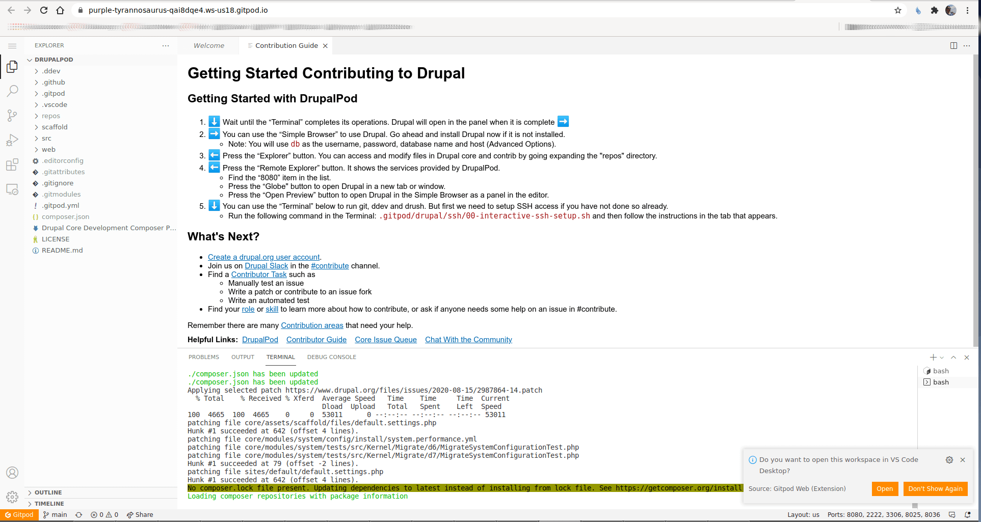 Getting Started | DrupalPod | Drupal Wiki guide on Drupal.org Getting Started | DrupalPod | Drupal Wiki guide on Drupal.org