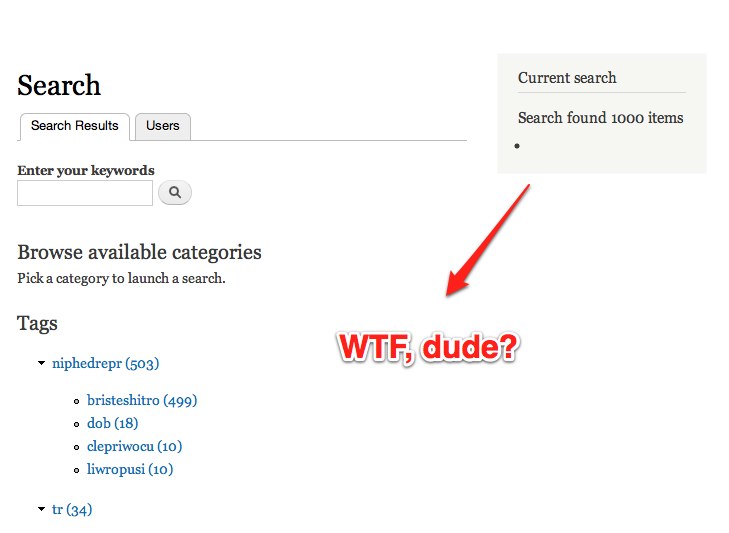 The Current Search Block is displayed on the search page even when no ...