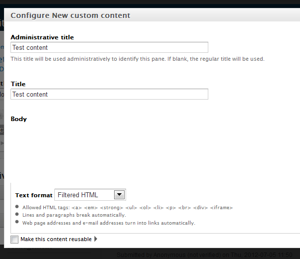 custom content: body field hidden [#1699220] | Drupal.org