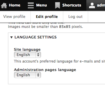 "Administration pages language" user account setting should be hidden if not used [#1998648 ...