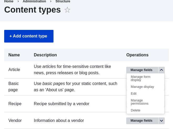 62 Deleting A Content Type Chapter 6 Setting Up Content Structure Drupal User Guide Guide