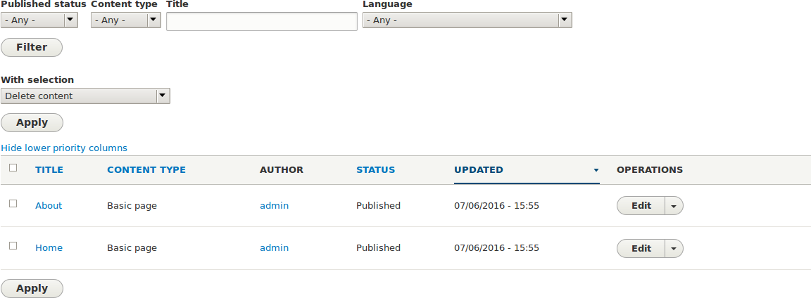 5.3. Editing a Content Item | Capítulo 5. Gestión básica de páginas | Guía de usuario de Drupal ...