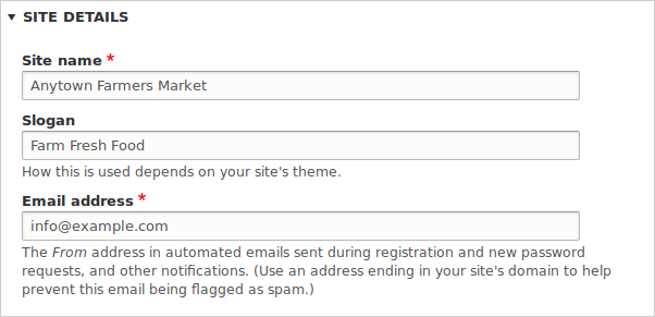 4.2. Editing Basic Site Information | Capítulo 4. Basic Site Configuration | Drupal 8 User Guide ...