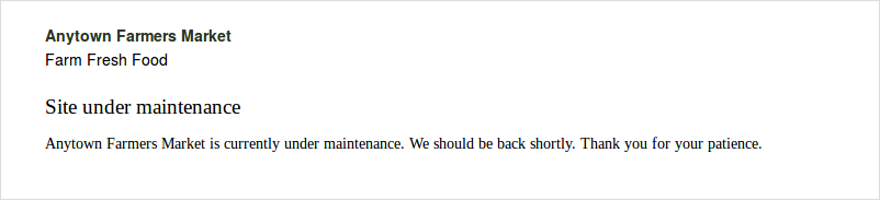 11.2. Enabling and Disabling Maintenance Mode | Capítulo 11. Extending and Customizing Your Site ...