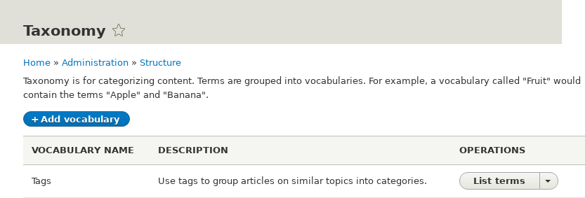 6.6. Setting Up a Taxonomy | Capítulo 6. Setting Up Content Structure | Drupal 8 User Guide ...