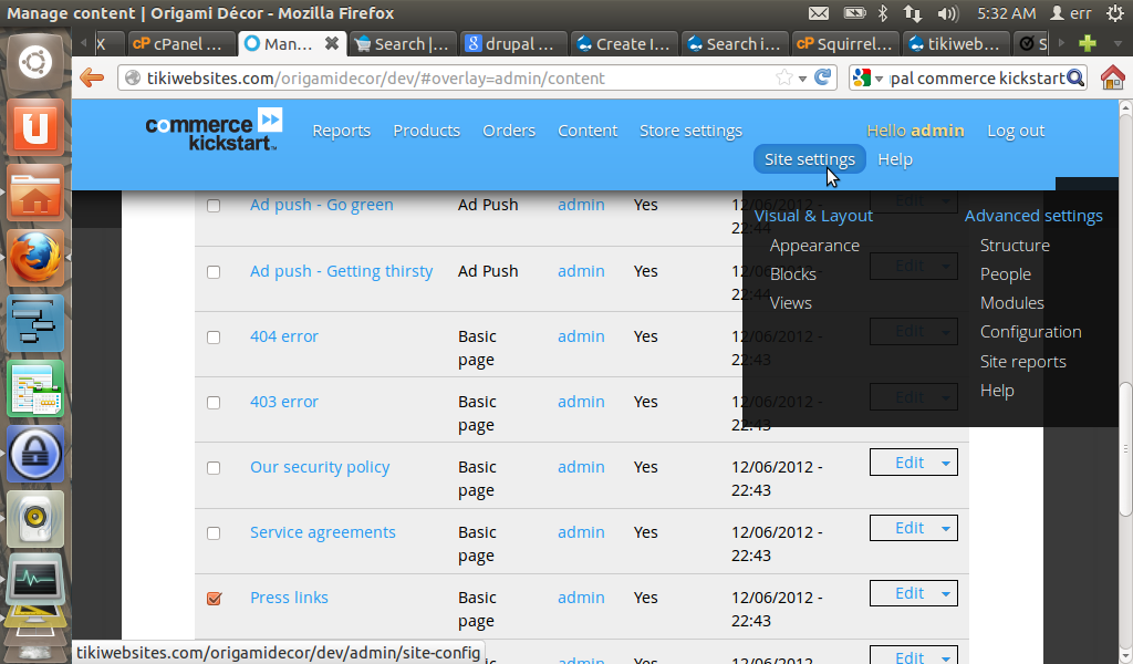 Ecommerce Kickstart - Admin overlay drop-down appears partially behind overlay. [#1861198 ...