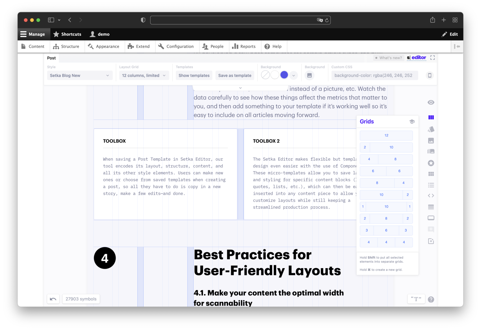 Setka – no-code post builder | Drupal.org